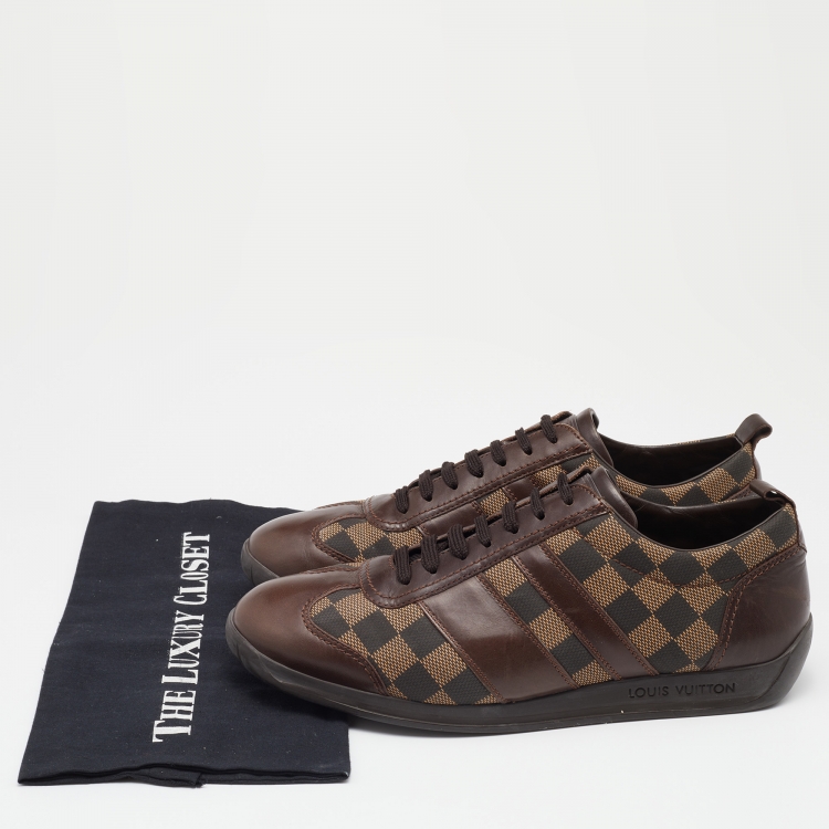Louis Vuitton Two Tone Damier Ebene Fabric And Leather Low Top Sneakers ...