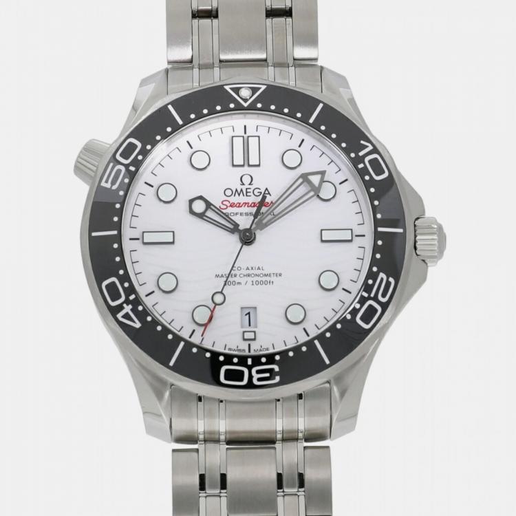 Omega White Stainless Steel Seamaster 210.30.42.20.04.001 Automatic Men ...