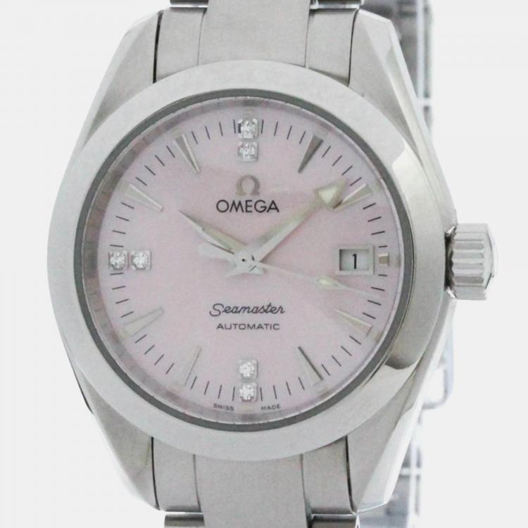 Omega Pink Shell Stainless Steel Seamaster Aqua Terra Automatic Men's ...
