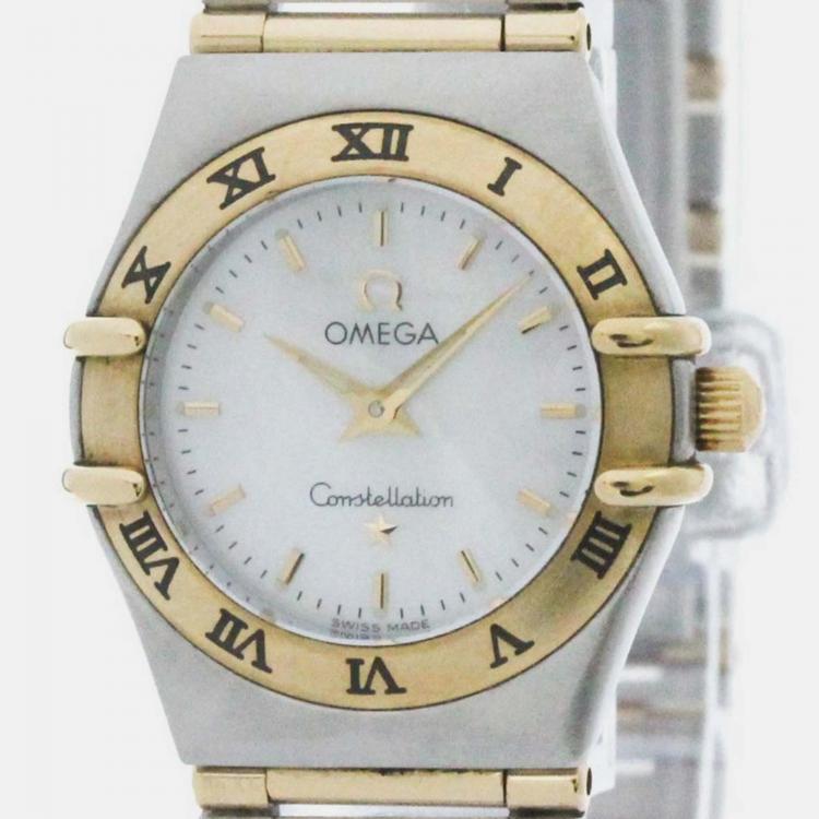 Omega White Shell 18k Yellow Gold Stainless Steel Constellation 1262.70 ...