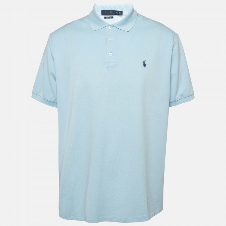 Polo Ralph Lauren Light Blue Stretch Mesh Knit Polo T-Shirt XL Polo ...