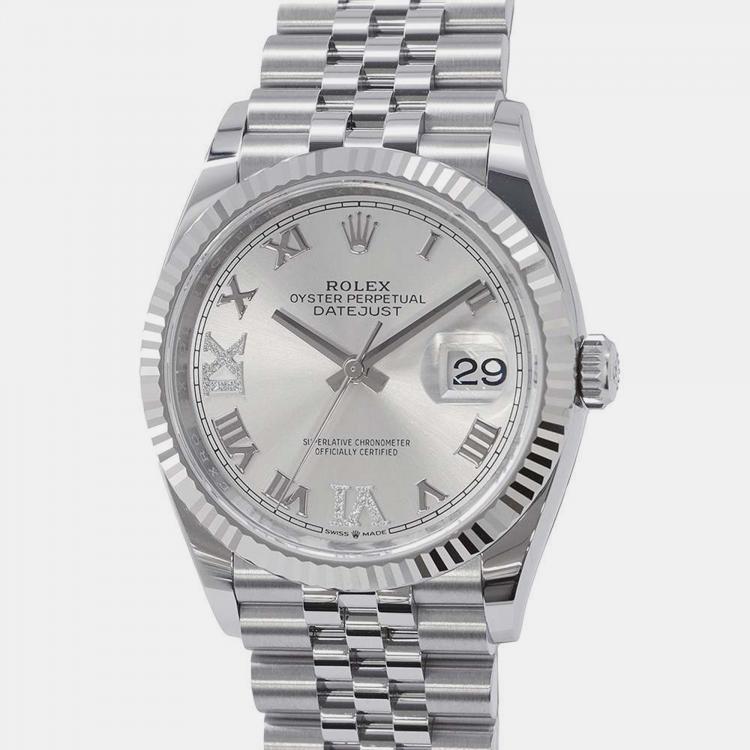 Rolex Silver 18k White Gold Stainless Steel Datejust 126234 Automatic ...