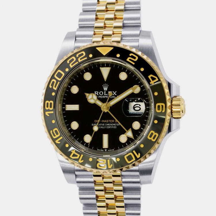Rolex Black 18k Yellow Gold Stainless Steel GMT-Master II 126713GRNR ...