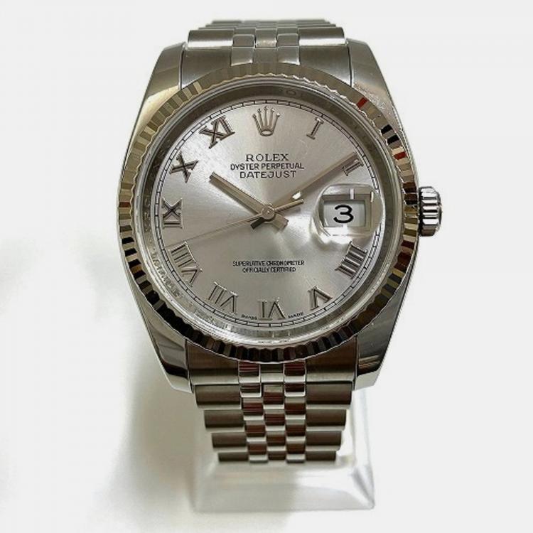 Rolex Silver 18k White Gold And Stainless Steel Datejust 116234 ...