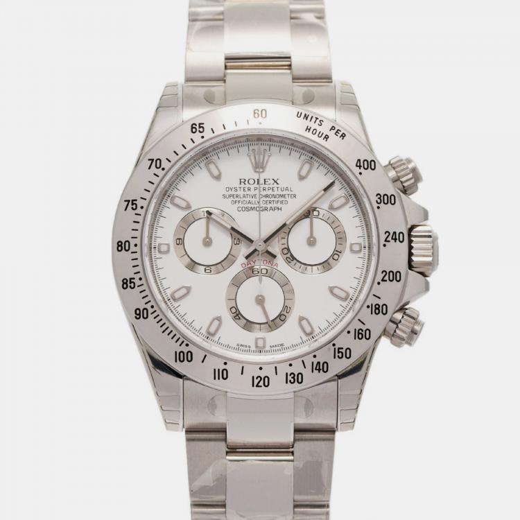Rolex White Stainless Steel Cosmograph Daytona Automatic Men's ...