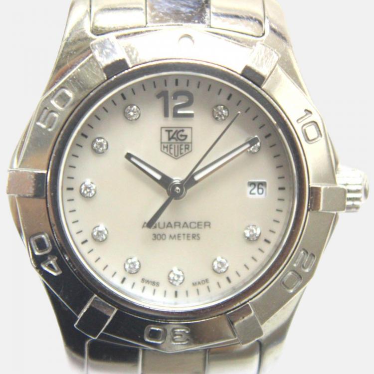 Tag Heuer White Stainless Steel Aquaracer WAF1415 Quartz Men's ...