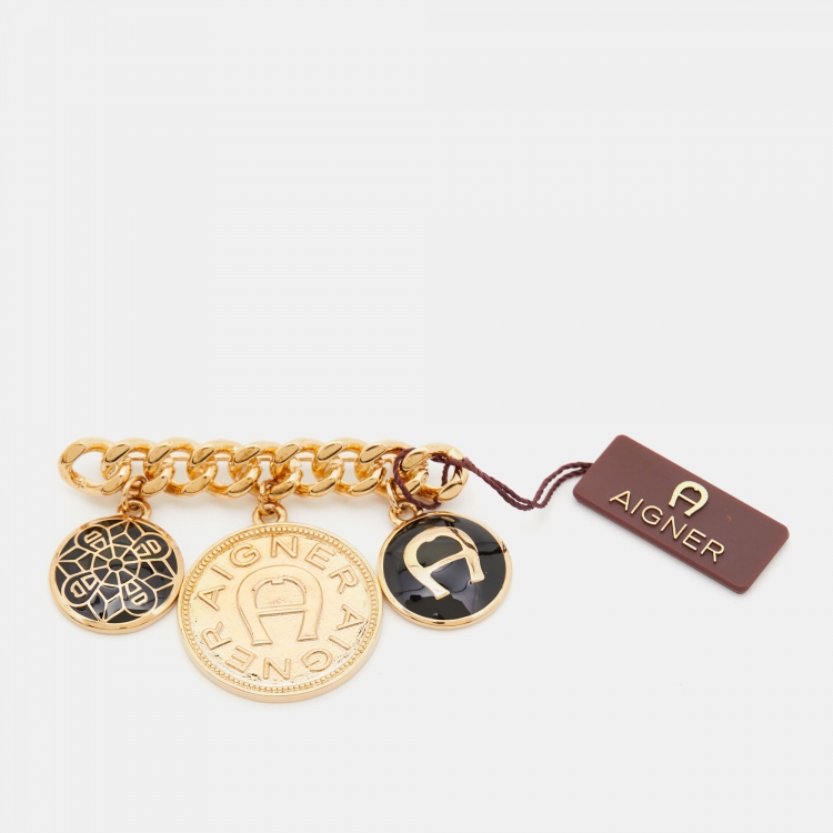 Aigner Enamel Gold Tone Brooch Aigner | The Luxury Closet
