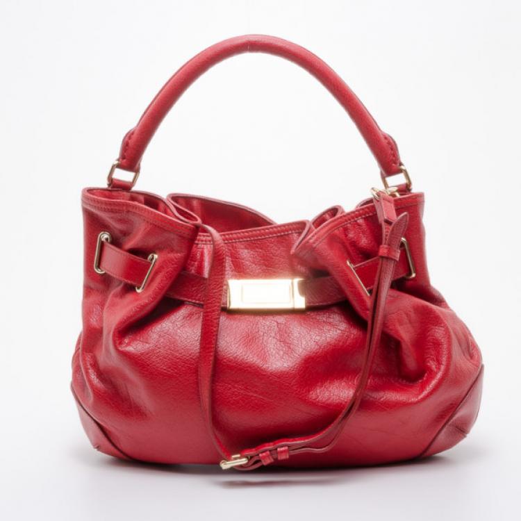 Burberry Red Leather Belted Hobo Burberry | The Luxury Closet