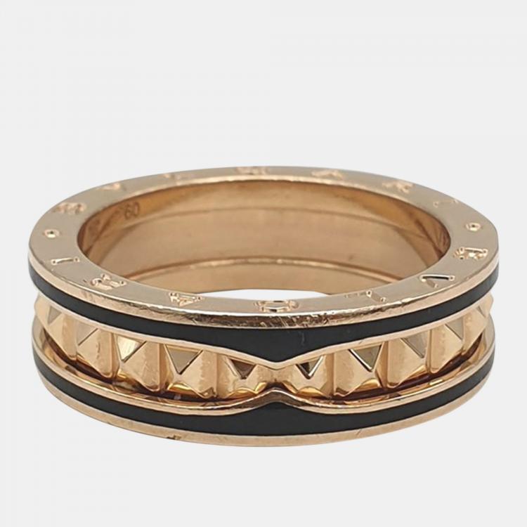 Bvlgari 18K Rose Gold and Ceramic B.Zero1 Rock Band Ring EU 60 Bvlgari ...