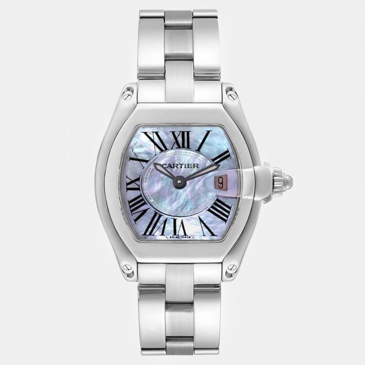 Cartier Roadster Purple Mother of Pearl Steel Ladies Watch 30 mm ...