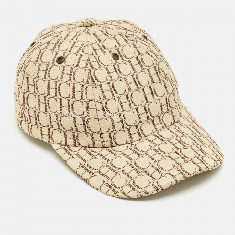 CH Carolina Herrera Beige Monogram Canvas Baseball Cap M CH Carolina ...