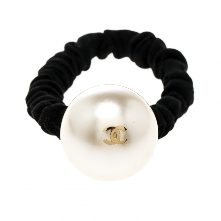 Chanel CC Faux Pearl Embellished Hair Scrunchie Chanel | TLC