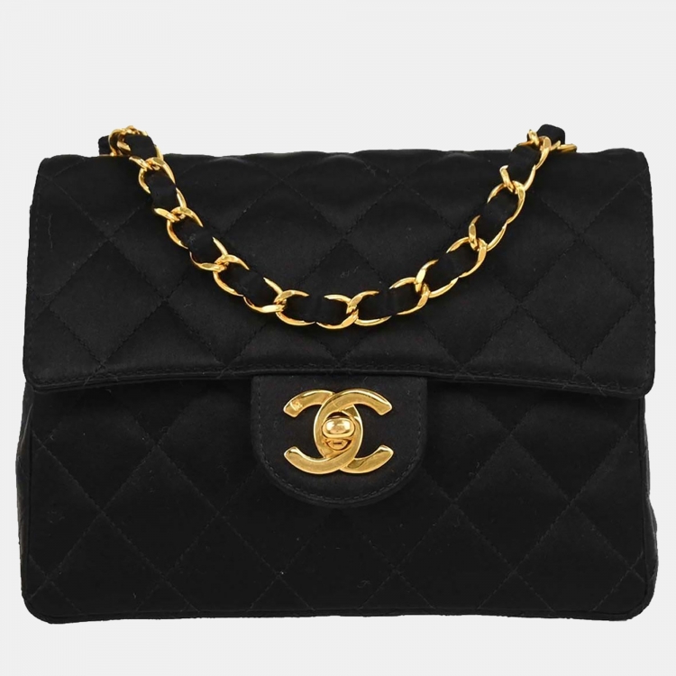 Chanel Classic Square Mini Black Satin Shoulder Bag Chanel | TLC