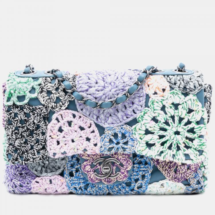 Chanel Blue Small Crochet Cotton Paris-Seoul Crochet Work Flap Chanel ...