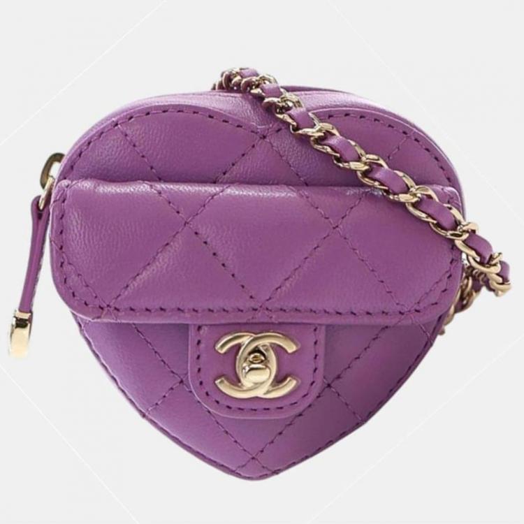 Chanel Purple Lambskin CC in Love Heart Necklace Bag Chanel | TLC US