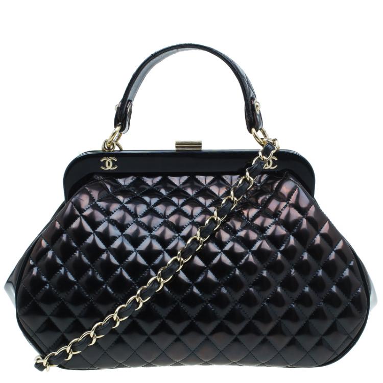 Chanel Metallic Brown Quilted Glazed Leather Frame Doctor Bag Chanel ...