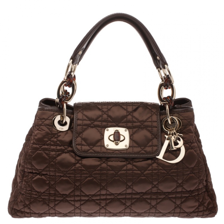 Dior Brown Cannage Quilted Satin Charming Lock Satchel Dior | The ...