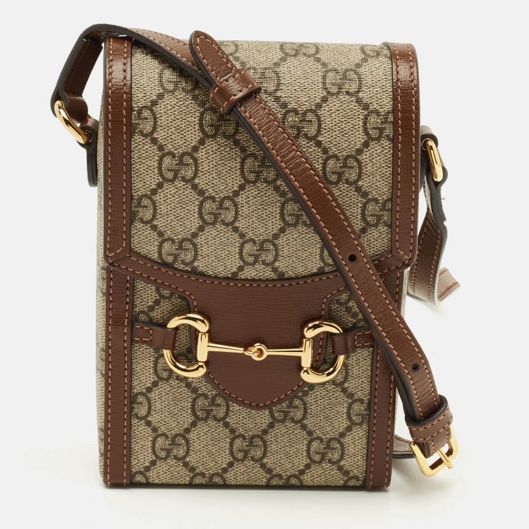 Gucci Horsebit 1955 Brown/Beige GG Supreme Canvas Crossbody Bag Gucci | TLC