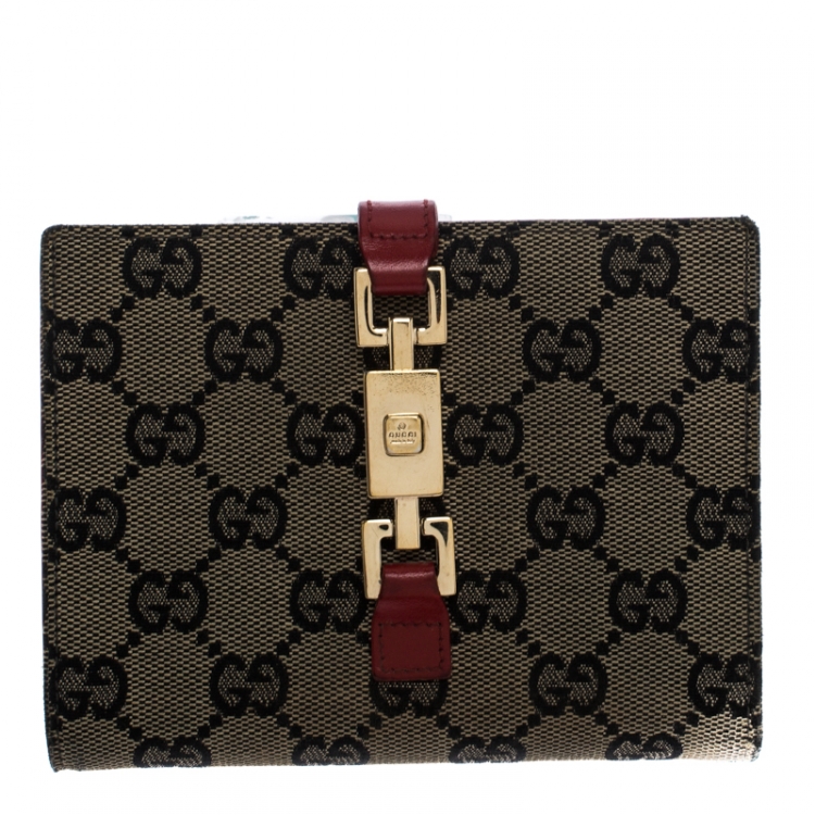 Gucci Beige/red GG Canvas Jackie Compact Wallet Gucci | The Luxury Closet