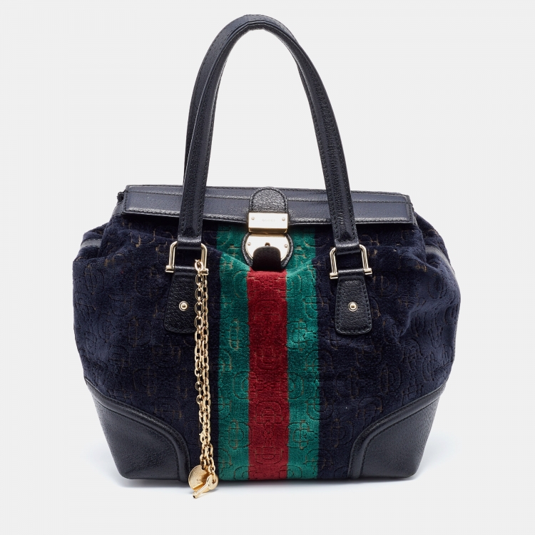 Gucci Multicolor Leather And Velvet Horsebit Embossed Velour Web ...