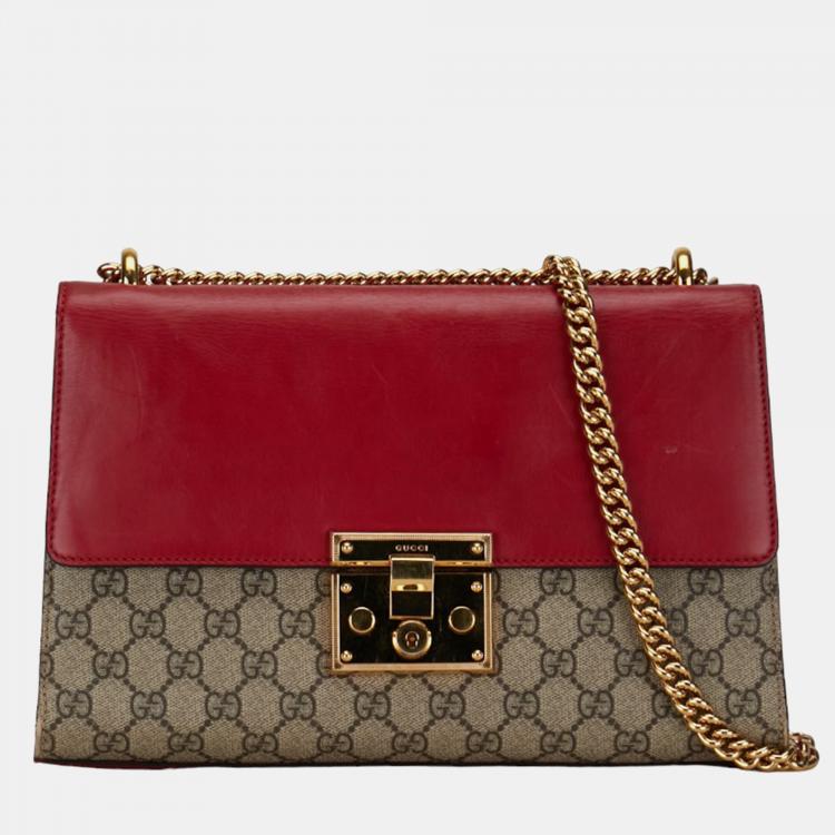 Gucci Red Canvas and Leather Medium Padlock Shoulder Bag Gucci | The ...