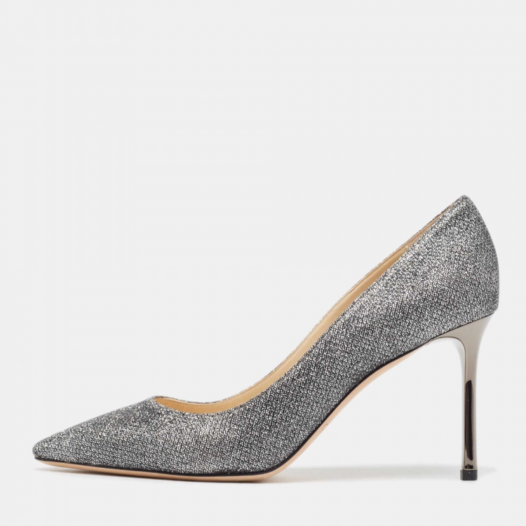 Jimmy Choo Metallic Grey Lurex Fabric Romy Pumps Size 39 Jimmy Choo ...