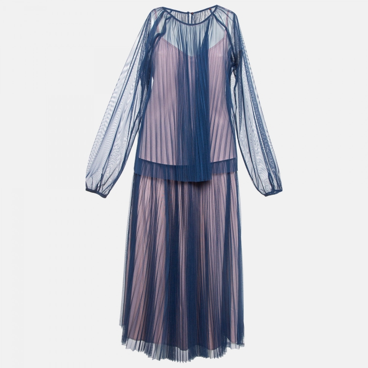 Max & Co. Blue Plisse Tulle Sheer Top and Skirt Set M Max & Co. | The ...