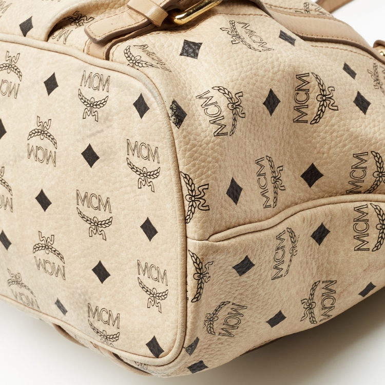 MCM Beige Visetos Coated Canvas and Leather Zipped Shoulder Bag MCM ...