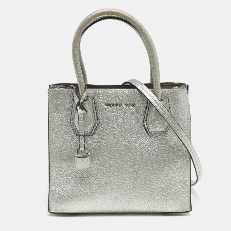 Michael Kors Mercer Small Silver Leather Tote Michael Kors | TLC US