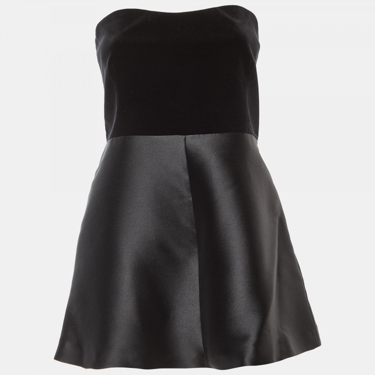 RED Valentino Black Velvet & Taffeta Strapless Mini Dress L RED ...