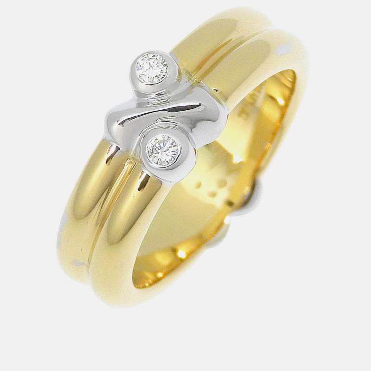 Tiffany & Co. 18k Yellow Gold Diamond Signature X Ring EU 47 Tiffany ...