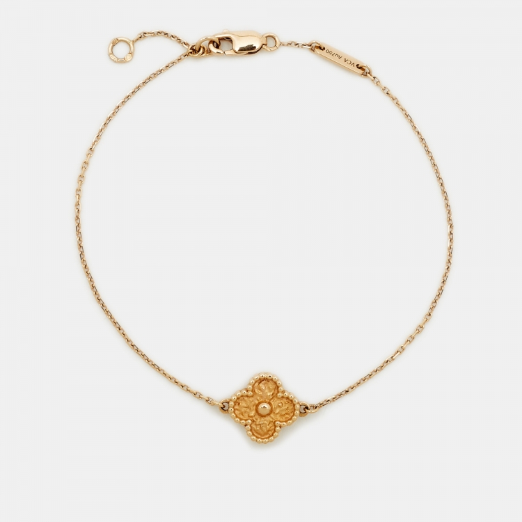 Van Cleef & Arpels Sweet Alhambra Hammered 18k Rose Gold Bracelet Van ...