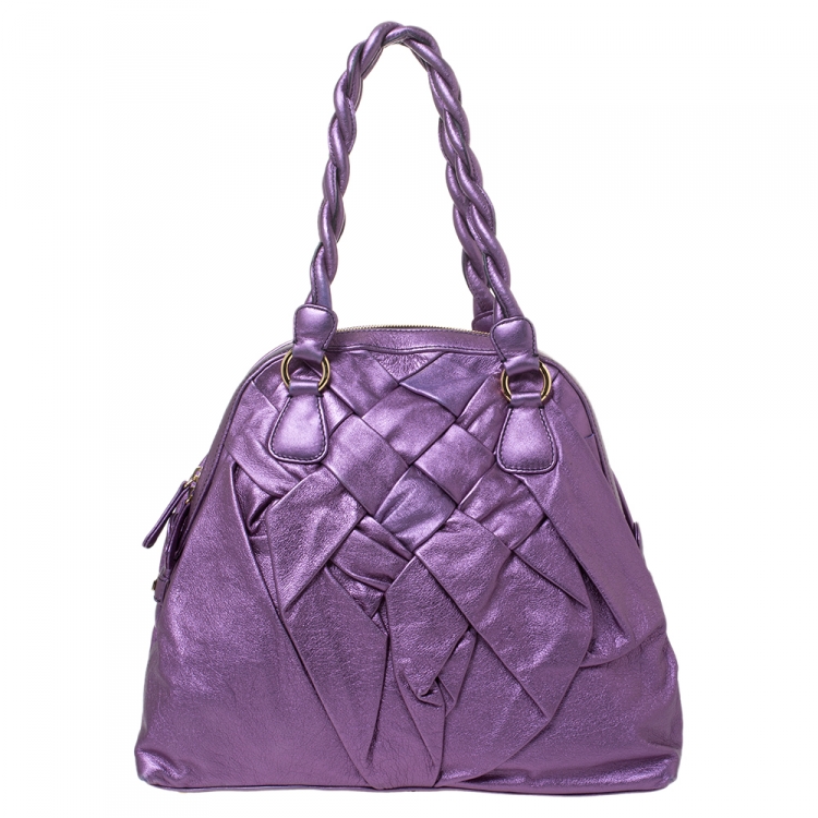 Valentino Purple Leather Woven Couture Satchel Valentino | TLC US