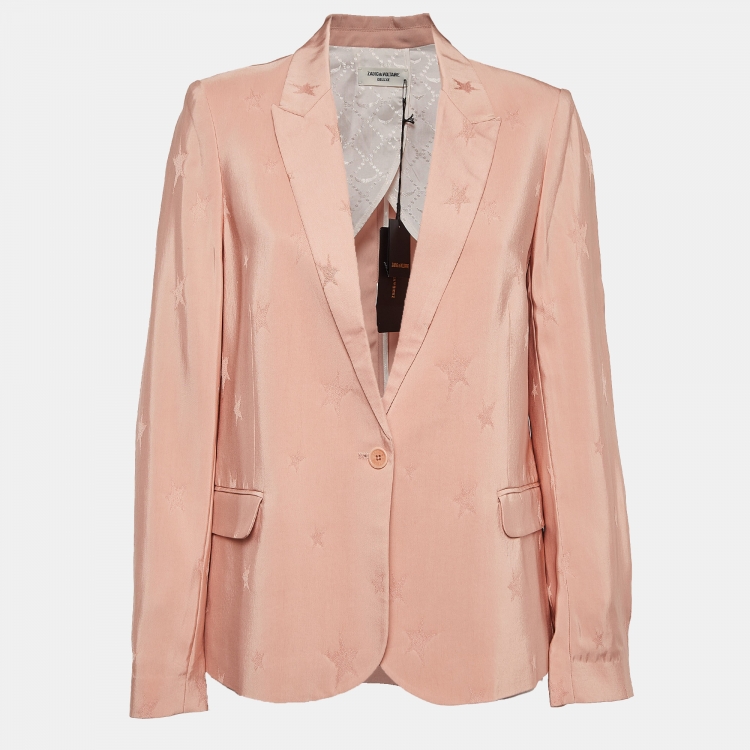 Zadig & Voltaire Deluxe Pink Star Jacquard Blazer M Zadig & Voltaire ...