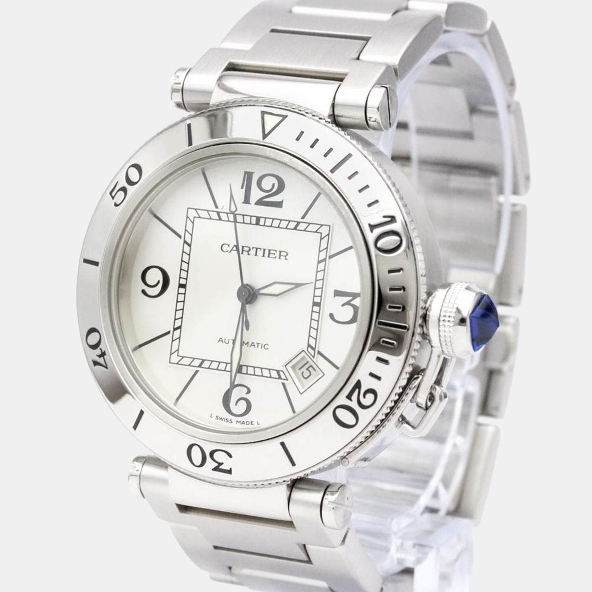 Pre-owned Cartier Silver Stainless Steel Pasha Seatimer W31080m7 Automatic Men's Wristwatch 40 ...