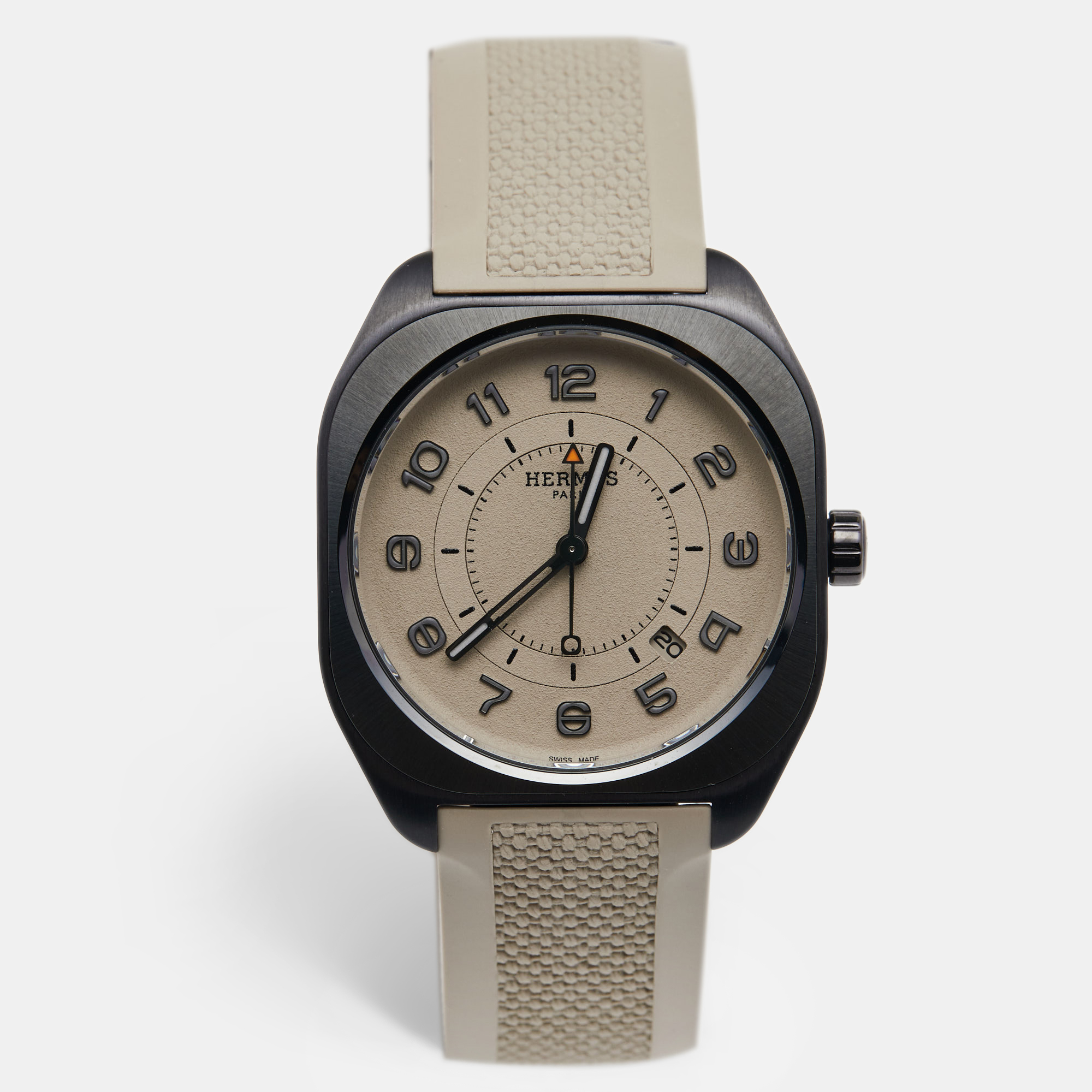 Pre-owned Hermes Taupe Dlc Coated Titanium Silicone H08 Limited Edition ...