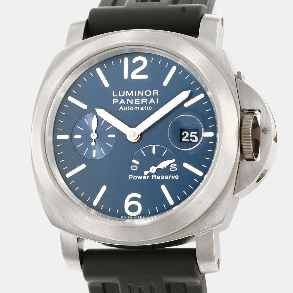 Pre-owned Panerai Blue Titanium Luminor Pam00093 Automatic Men's ...