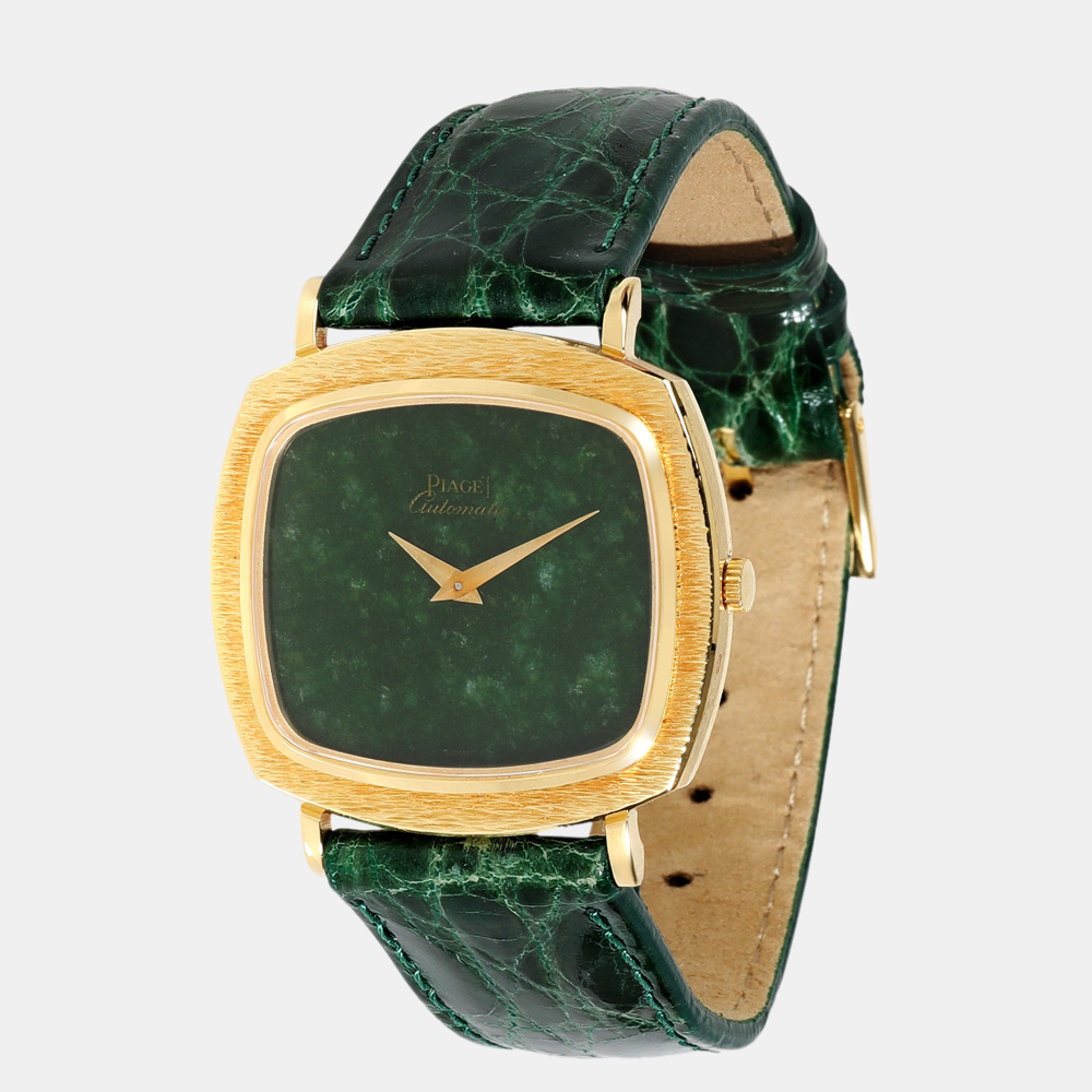 Pre-owned Piaget Green 18k Yellow Gold Classique 12434 Automatic Men's ...