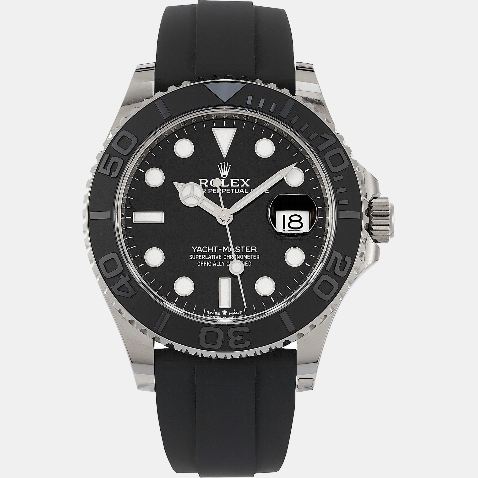 Pre-owned Rolex Black 18k White Gold Yacht-master 226659 Automatic Men ...