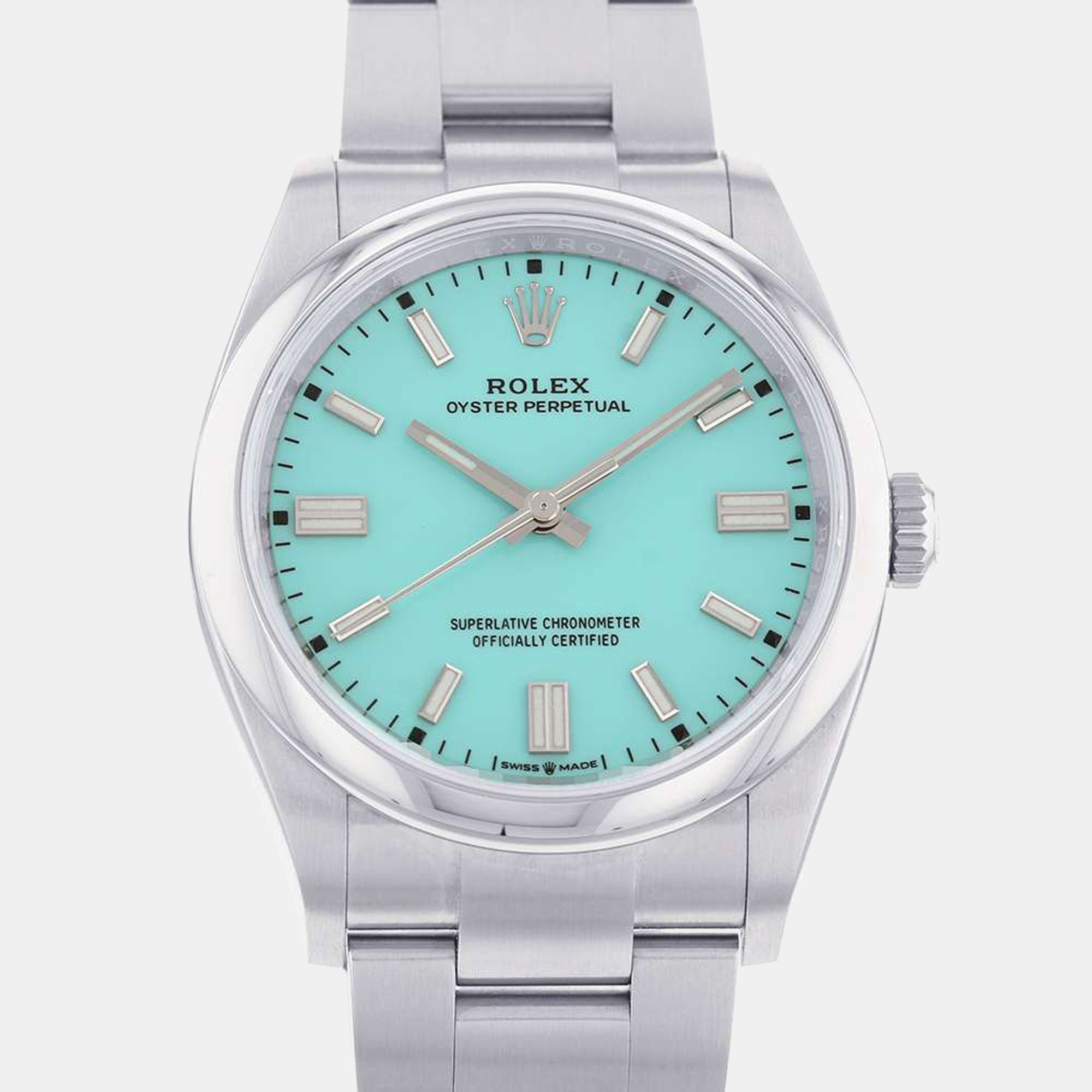 Pre-owned Rolex Blue Stainless Steel Oyster Perpetual 126000 Automatic ...