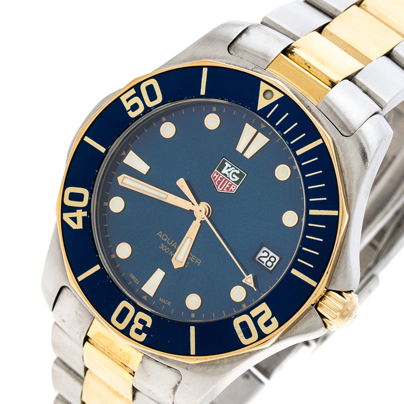 Tag Heuer Blue Two-tone Stainless Steel Aquaracer WAB1120 Men's ...