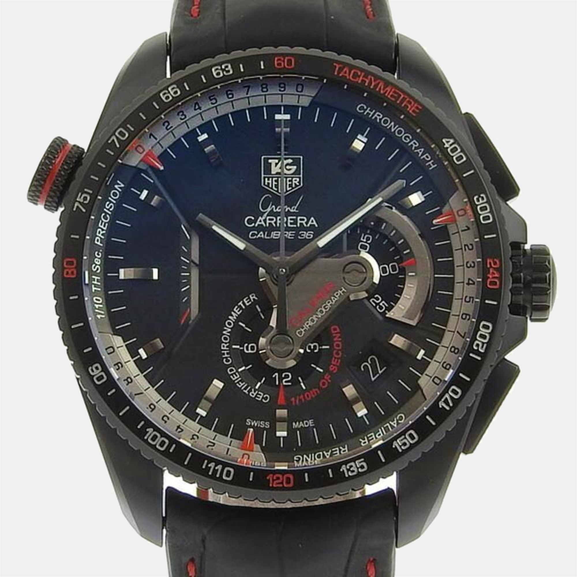 Pre-owned Tag Heuer Black Pvd Coated Stainless Steel Grand Carrera ...