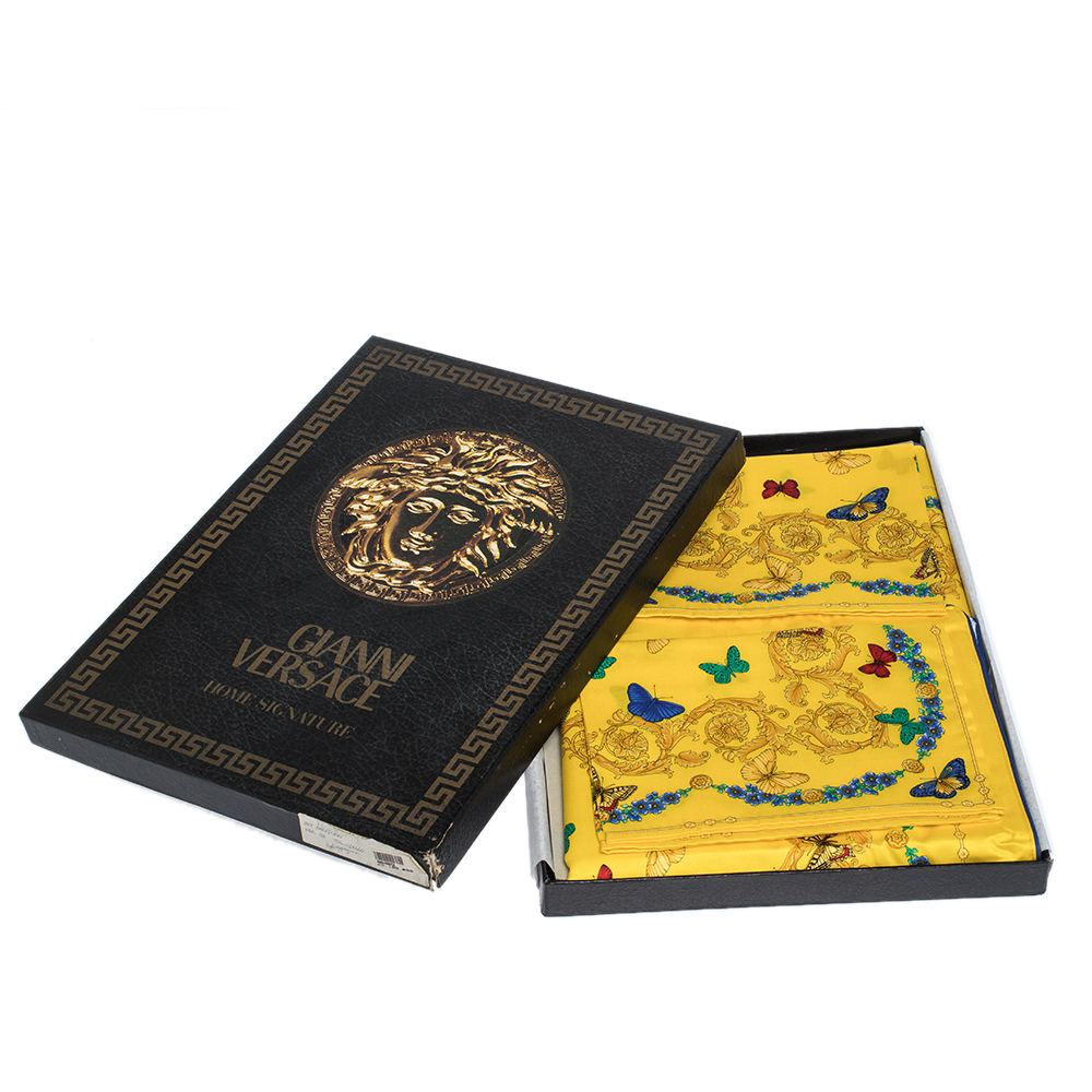 Gianni Versace Vintage Yellow Butterfly Print Placemat & Napkin Set ...
