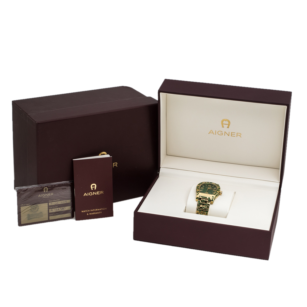 Aigner Green Gold Tone Stainless Steel Faenza A134300 Women's ...