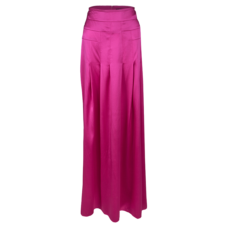 Boss by Hugo Boss Pink Silk Satin Varana Maxi Skirt S Boss By Hugo Boss ...