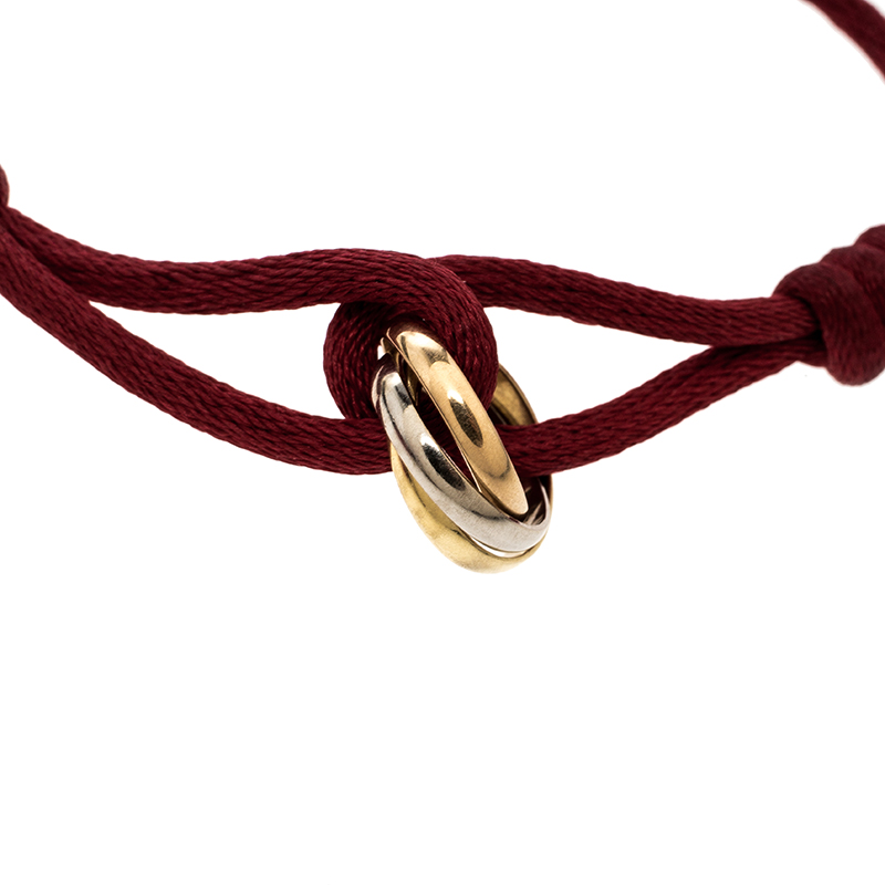 Cartier Trinity De Cartier Three Tone 18k Gold Red Adjustable Cord ...