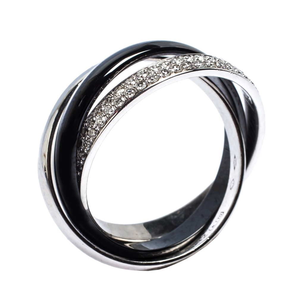 Cartier Trinity Diamond 18K White Gold Platinum Ceramic Rolling Ring ...