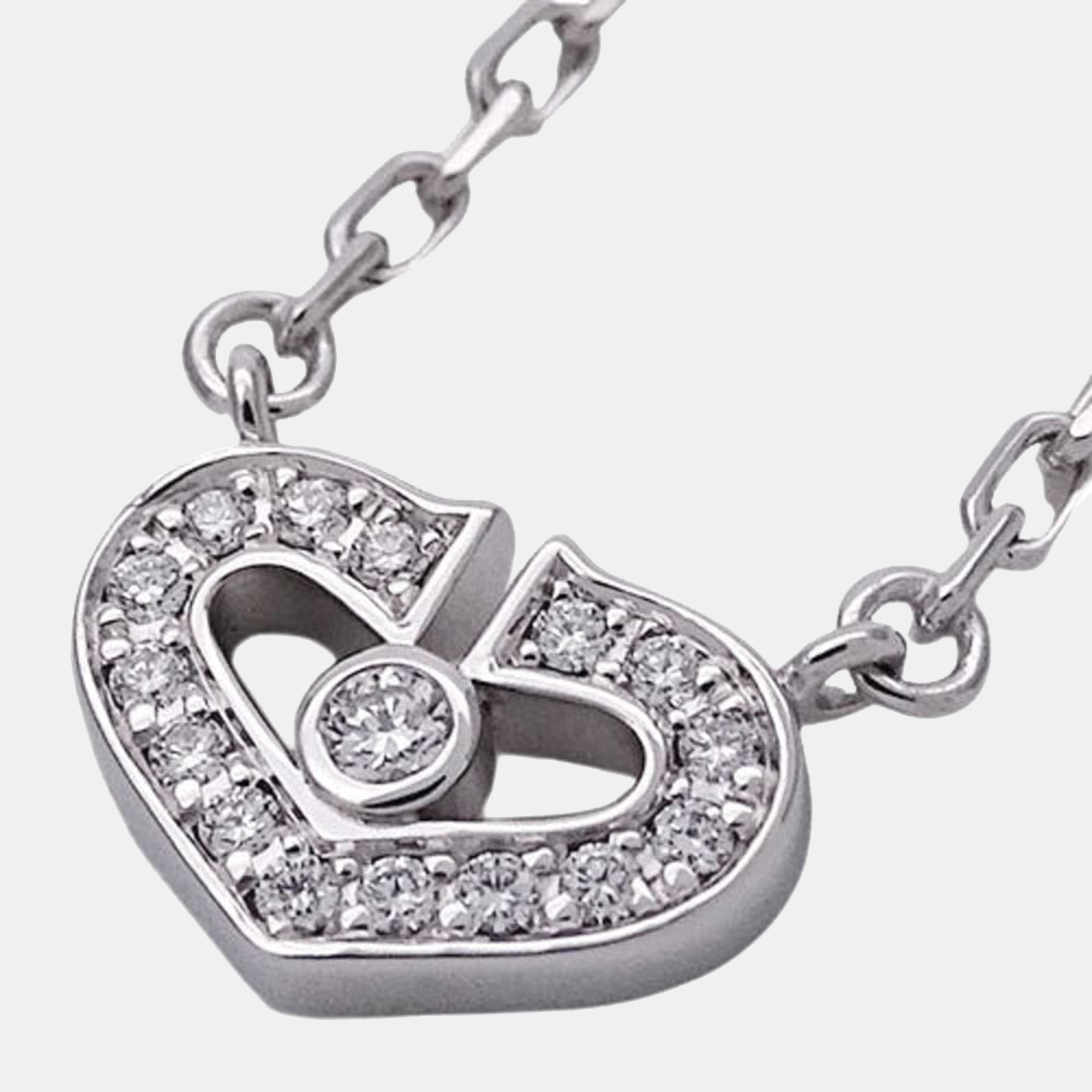 Pre-owned Cartier Heart C 18k White Gold Diamond Necklace | ModeSens