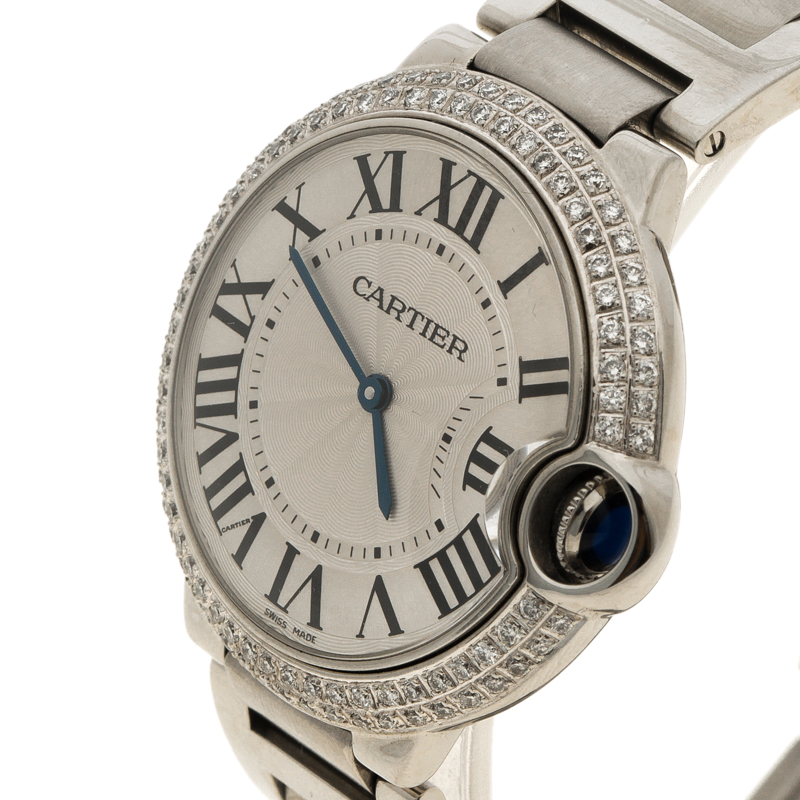 Cartier Grey Stainless Steel & Diamonds Ballon Bleu De Cartier Women's ...
