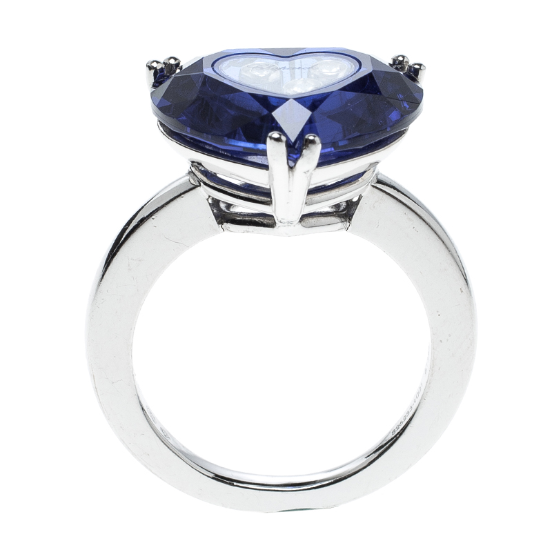 Chopard So Happy Blue Heart Crystal Diamond Ring Size 57 Chopard | TLC